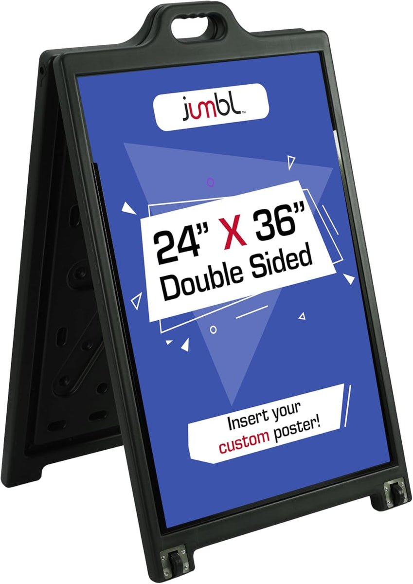 Jumbl 24" x 36" A-Frame Signboard | 2-Sided Sidewalk Sign Holder w/ Po ...