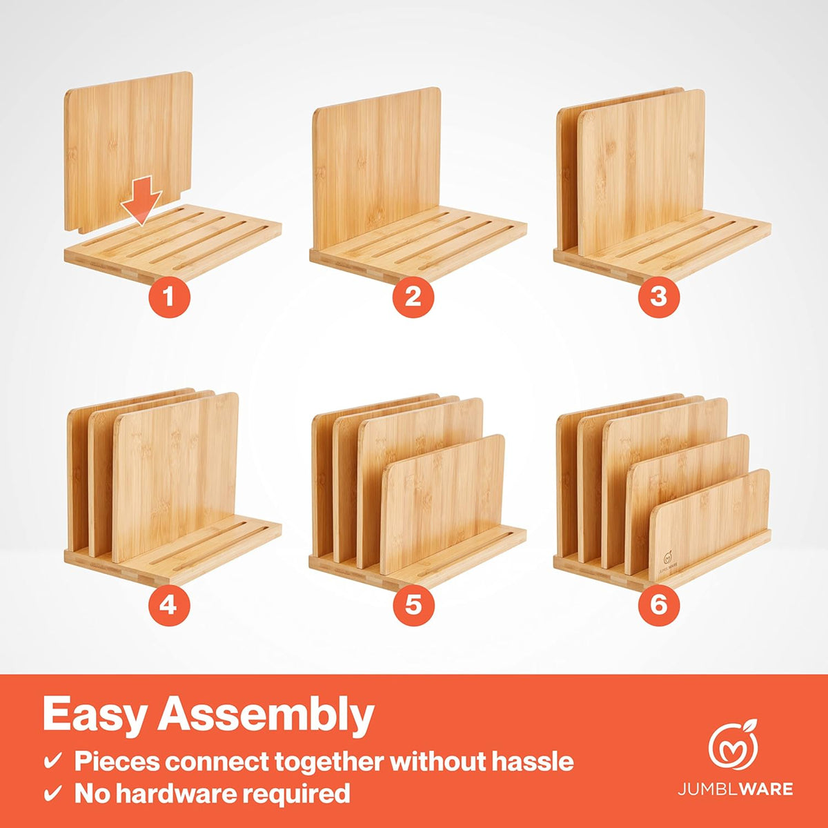 JumblWare Bamboo Desktop File Organizer, 4 Slot Wooden File Sorter, Ho ...